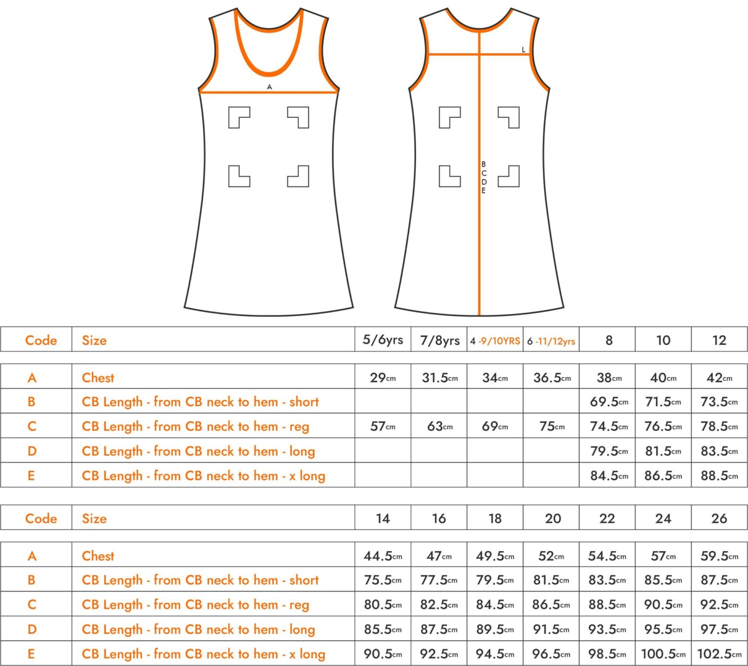 Custom Kit Size Guide | STC Teamwear